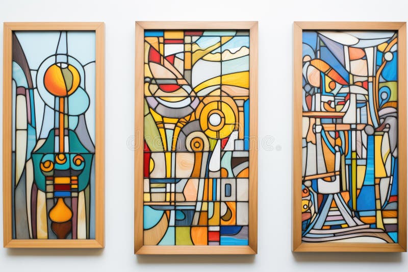 Stained Glass Artist Pieces for a Window Stock Image - Image of cutting ...