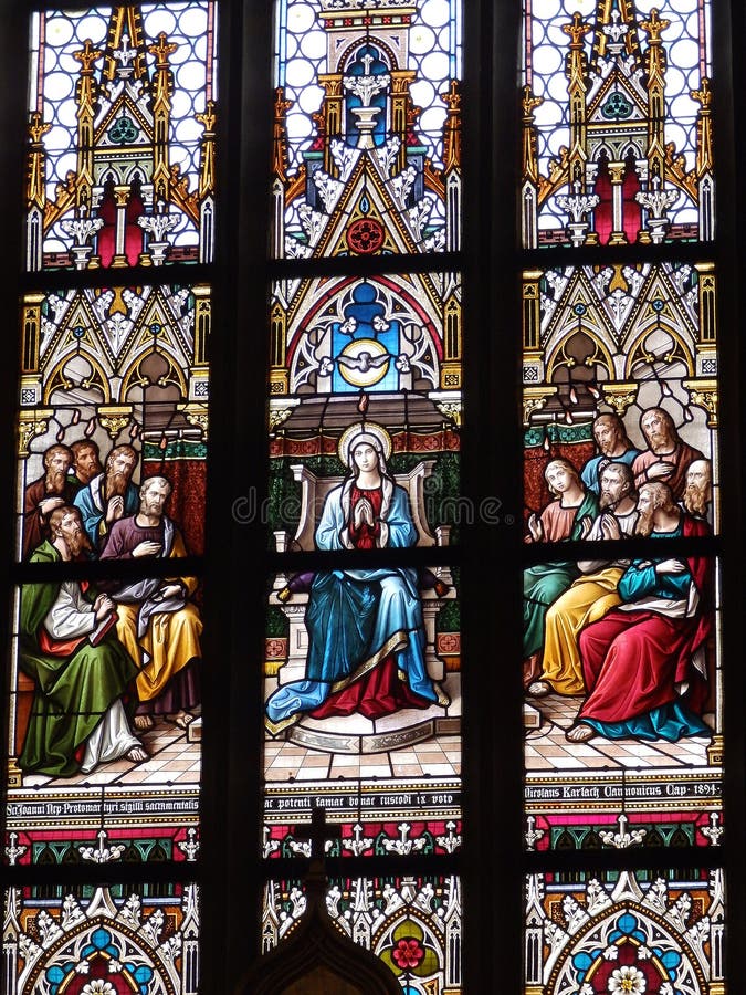 Stained Glass in the Basilica of Saints Peter and Stock Image - Image ...