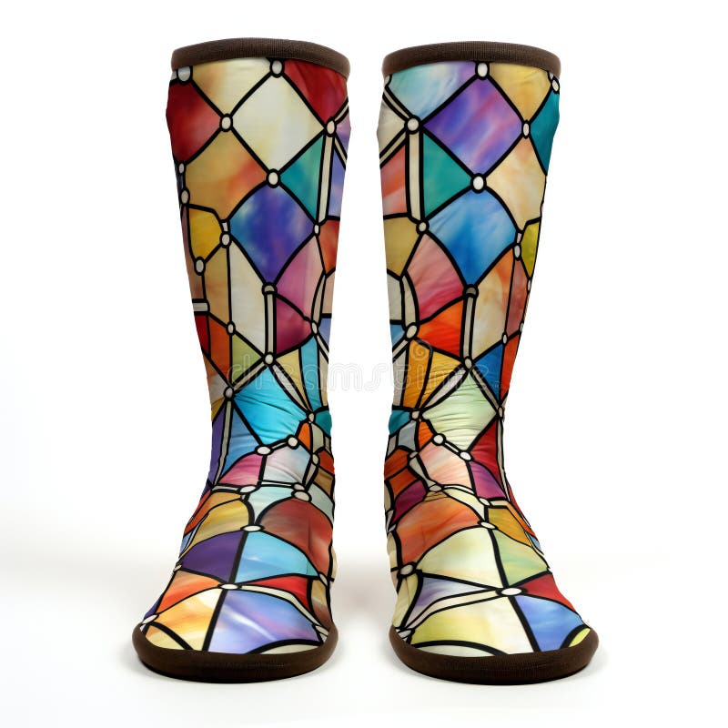 Stained Glass Boots on a White Background Stock Illustration ...
