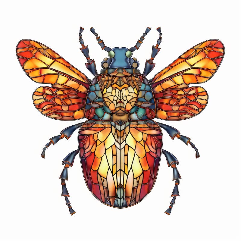 Stained Glass Beetle Graphic Art: Realistic Use of Light and Color ...