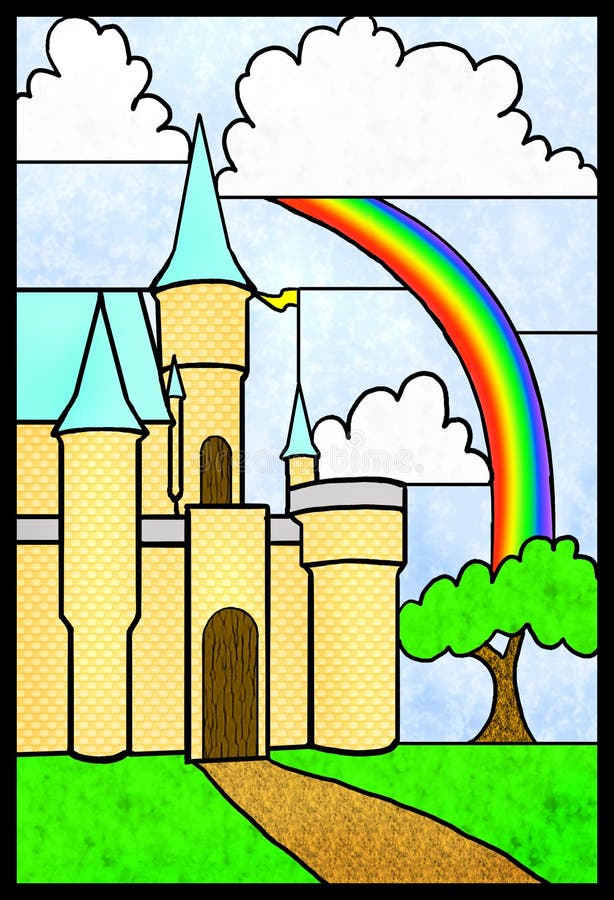 Stained Glass Castle stock illustration. Illustration of history - 6089568