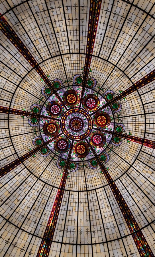 Stained Glass Circular Patterned Ceiling Stock Photo - Image of ...