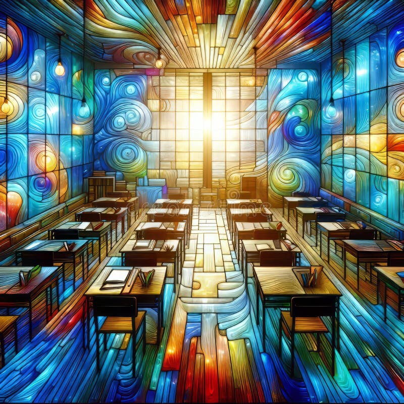 6 Stained Glass Classroom a Luminogram Capturing the Light Strea Stock ...