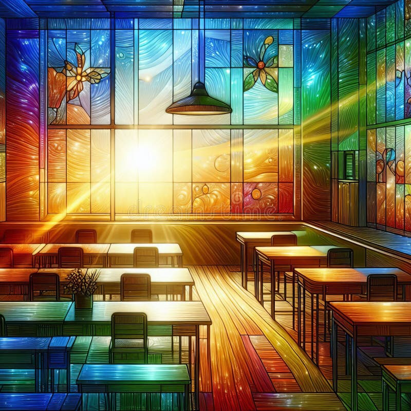 7 Stained Glass Classroom a Luminogram Capturing the Light Strea Stock ...