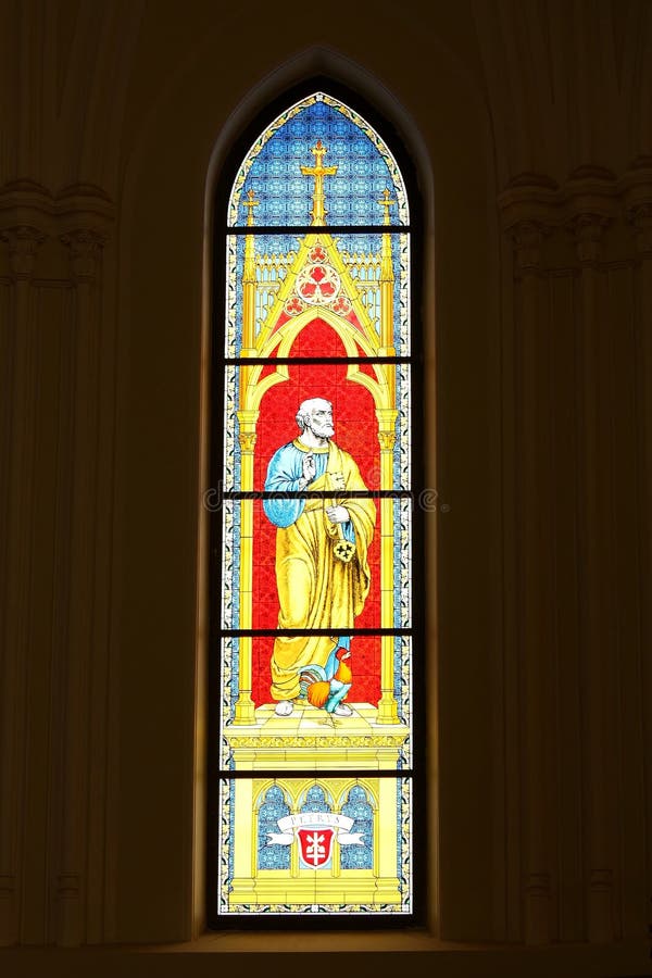 Stained Glass Depicting St. Peter Stock Image - Image of inside ...