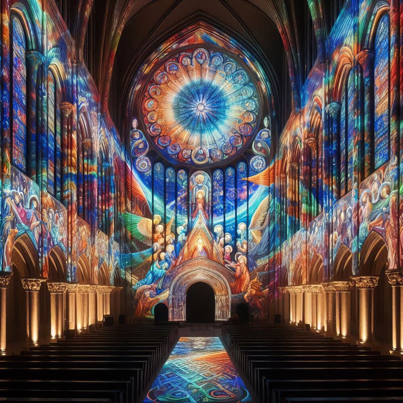 Stained Glass Echoes a Luminogram of T Rare Odd Stock Photo - Image of ...