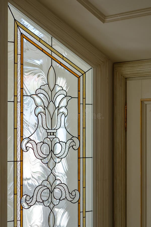 Stained Glass Element in Luxurious Interior Stock Image - Image of ...