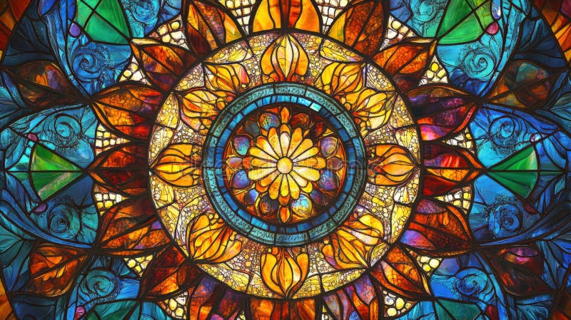 Stained Glass Floral Motif Background Stock Photo - Image of glass ...