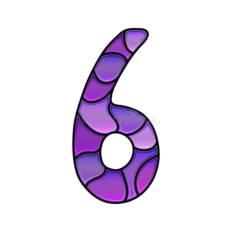 Stained Glass Font, Number Six Stock Illustration - Illustration of ...