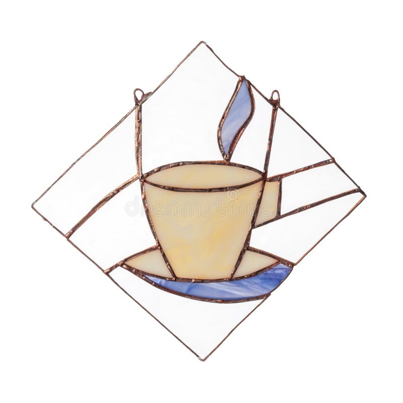 Stained Glass Hand-made Coffee Cup Decor Isolated on White Stock Image ...