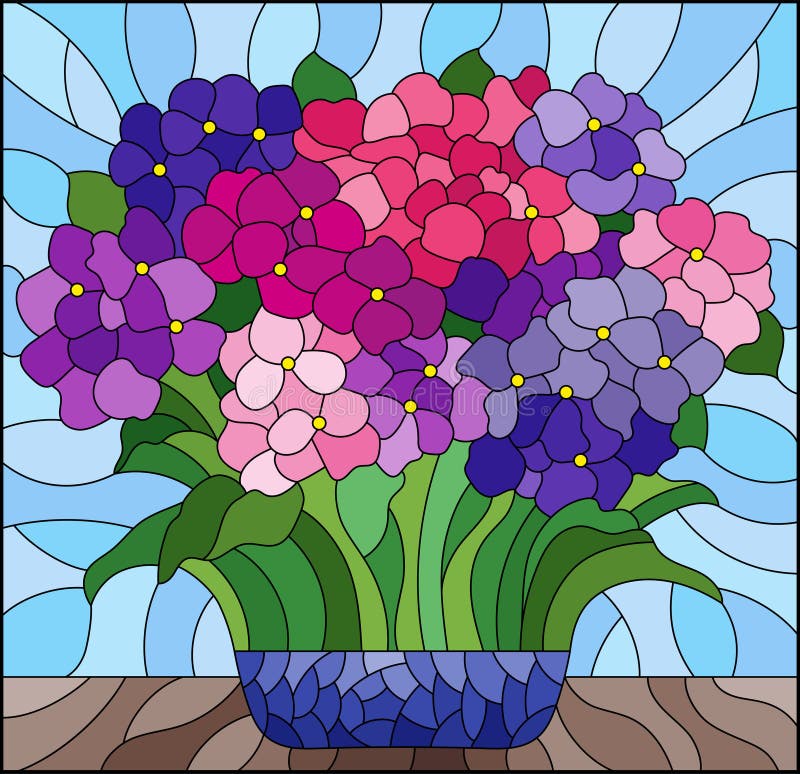 Hydrangea Stained Glass Patterns Stained Glass Blue Hydrangea, Blue
