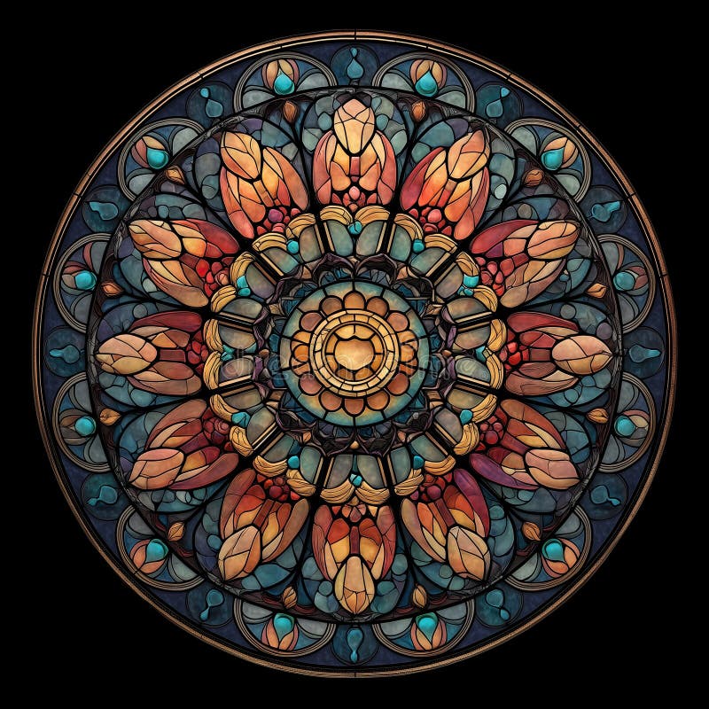 Stained Glass Mandala, Perfectly Simmetrical Stock Illustration ...