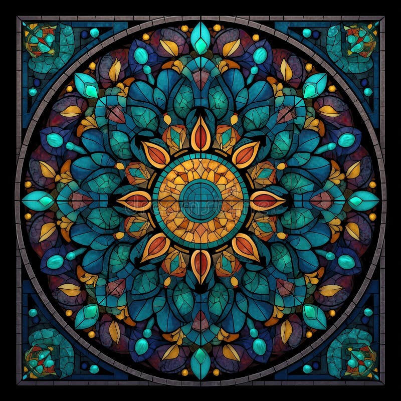 Stained Glass Mandala, Perfectly Simmetrical Stock Illustration ...