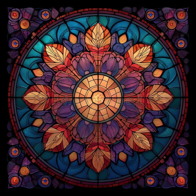 Stained Glass Mandala, Perfectly Simmetrical Stock Illustration ...