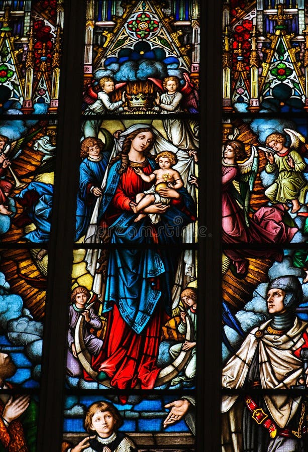 Stained Glass; Maria and Child Stock Photo - Image of riga, mary: 12300324