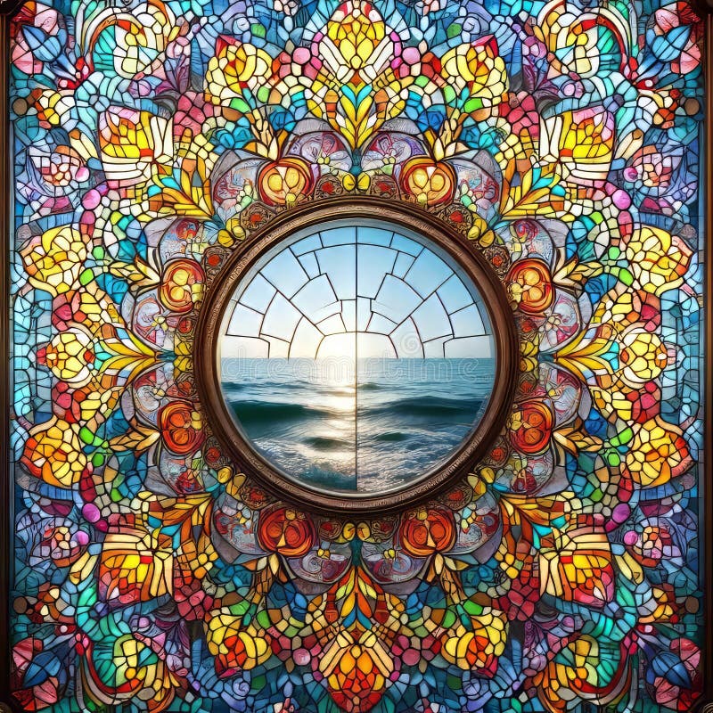 Stained Glass Mirror a Mirror with Colored Glass Patterns Creati Stock ...