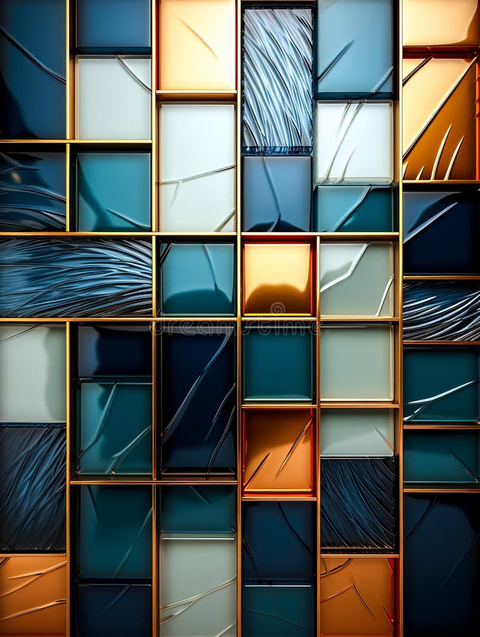 Stained Glass Mosaic Window Geometric Pattern, Cubes Background. Stock ...