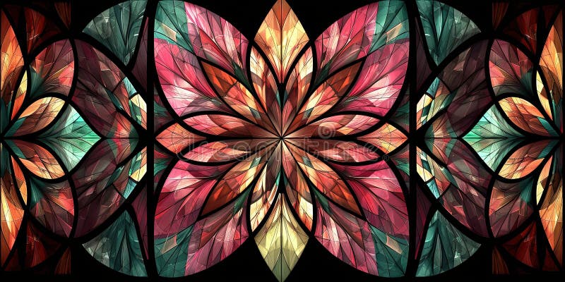 Stained Glass Pattern with Vibrant Colors Creating an Intricate and ...