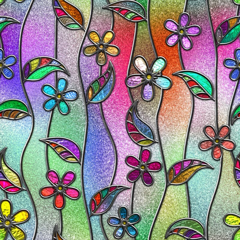 Stained Glass Seamless Texture with Pattern for Window, Colored Glass ...