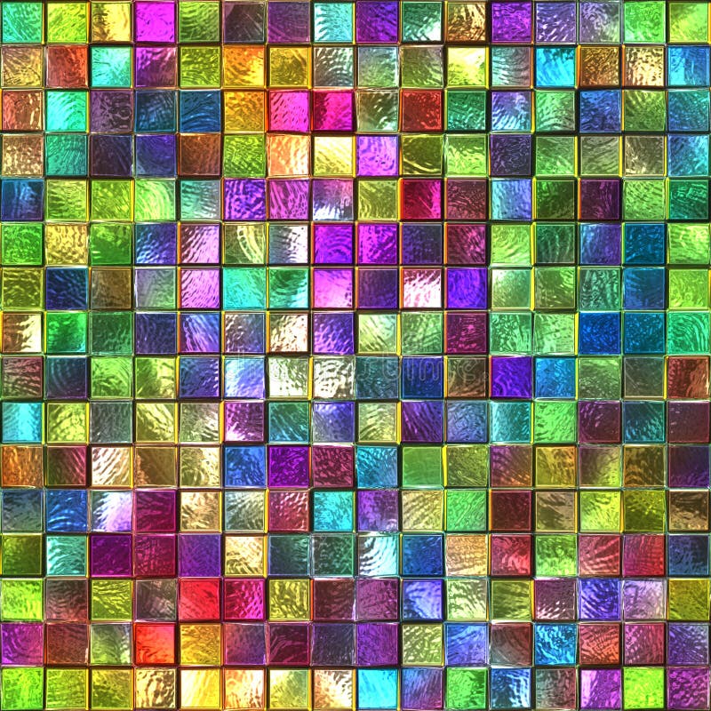 Stained Glass Seamless Texture with Square Pattern for Window, Colored ...