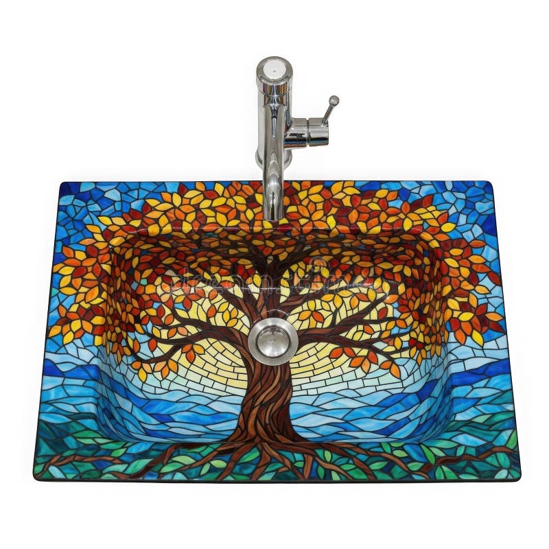 Stained Glass Sink with Tree Isolated on a Transparent Background Stock ...