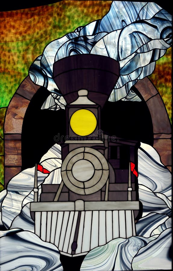 Stained Glass Steam Engine and Tunnel Editorial Photo - Image of emerge ...