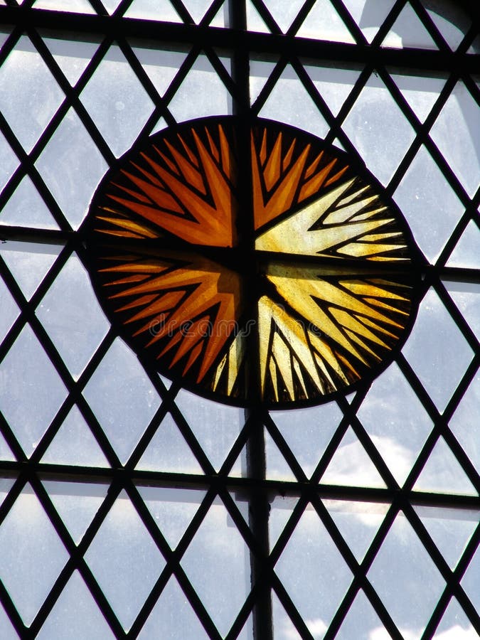 Stained glass sun window stock photo. Image of design - 1038274