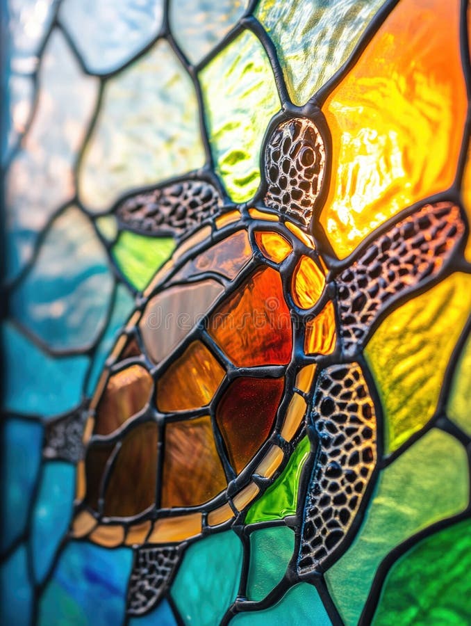Stained Glass Turtle Design Stock Image - Image of turtle, stained ...