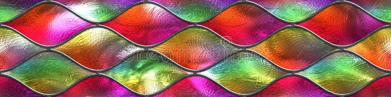 Stained Glass with Waves Pattern for Window, Seamless Texture, Colored ...