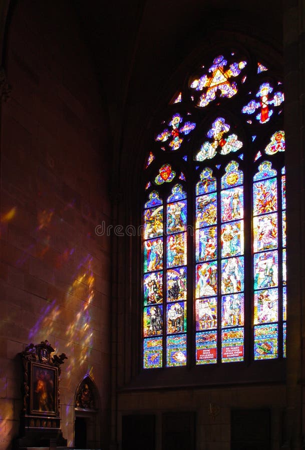 Triple Stained Glass Window Stock Image - Image of glass, window: 7345735