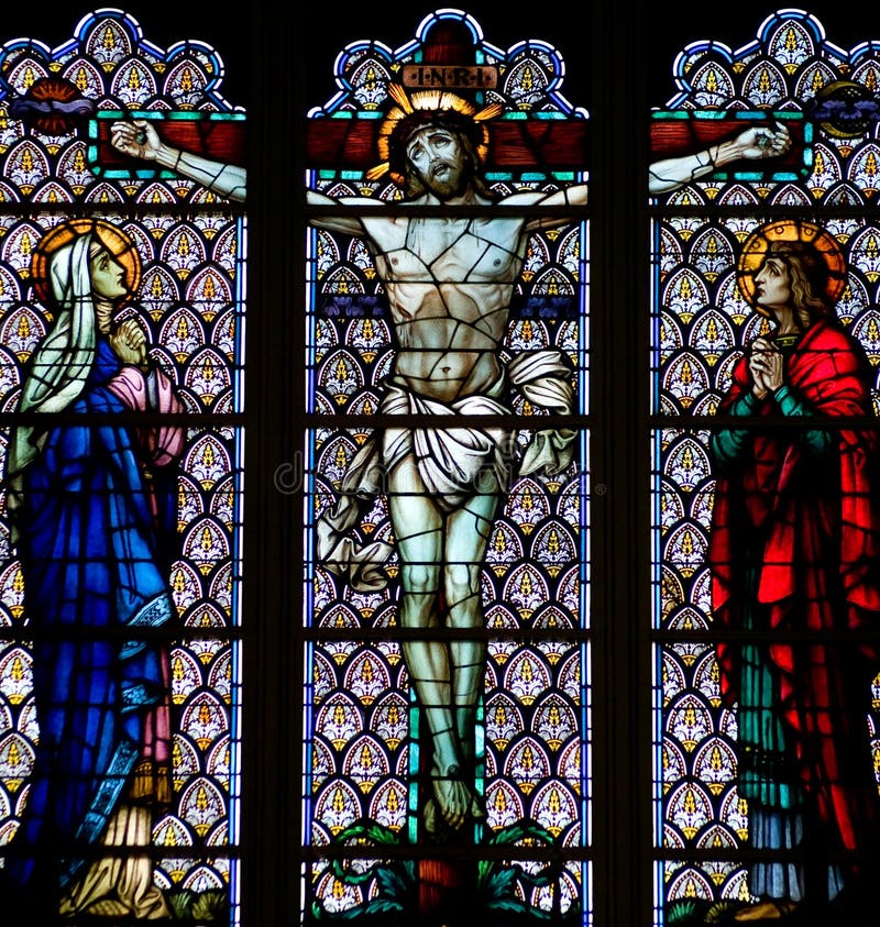 Medieval Stained Glass the Crucifixion Stock Photo - Image of medieval ...