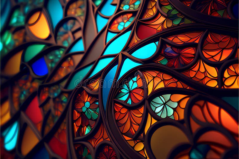 Stained Glass Window with Abstract Pattern. Computer Generated Graphics ...