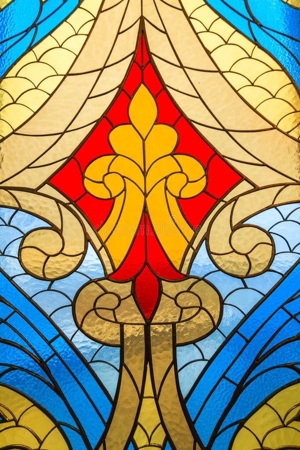Stained Glass Window with Abstract Pattern. Stock Image - Image of ...