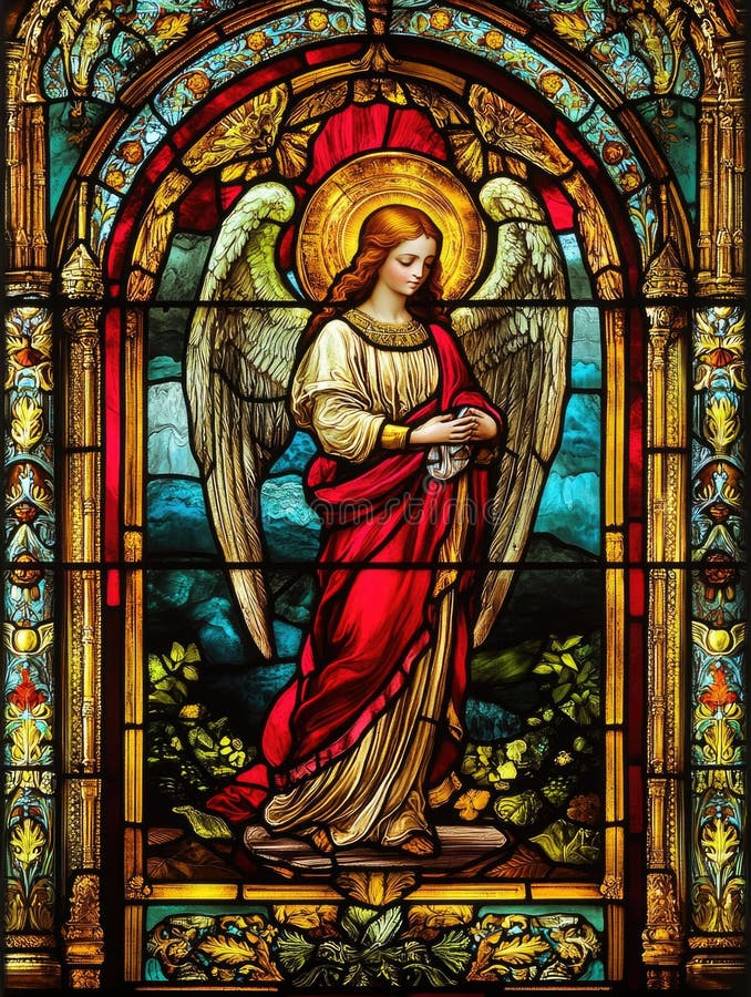 Stained Glass Window Angel, Stock Photo - Image of relaxation, window ...