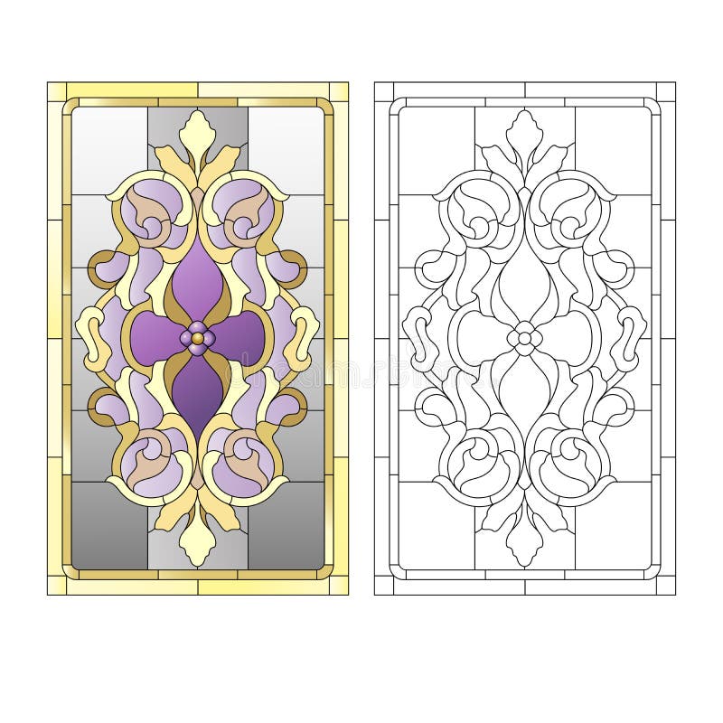 Stained-glass Panel in a Rectangular Frame. Decorative Design of the ...