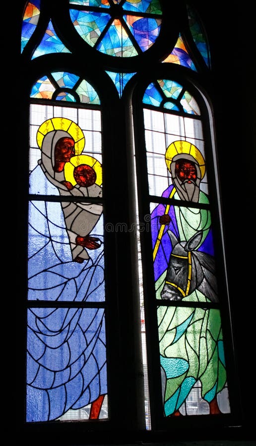 Religious Stained Glass Window Stock Image - Image of pious, nailed ...