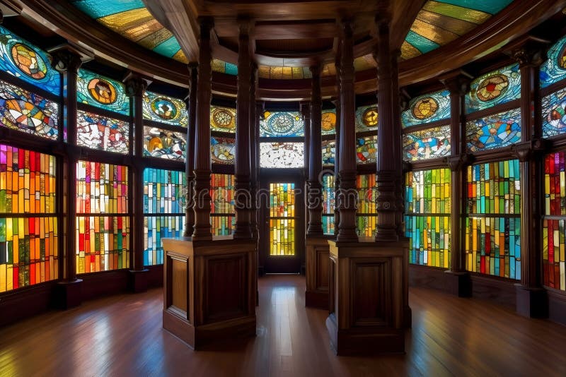 Stained Glass Window in the Chapel of the Monastery. Neural Network AI ...