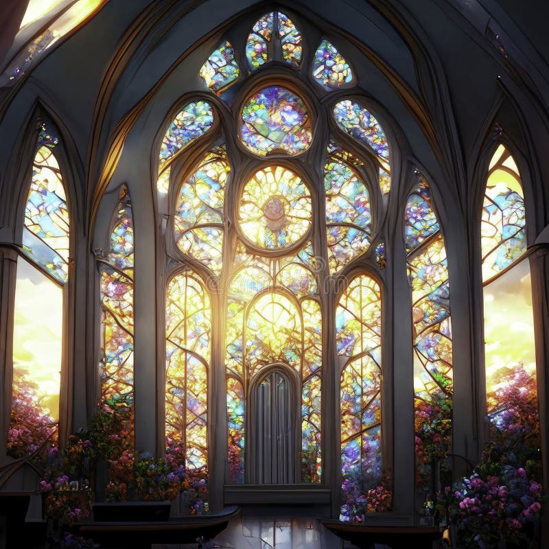Stained Glass Window in a Church. 3d Rendering, 3d Illustration Stock ...