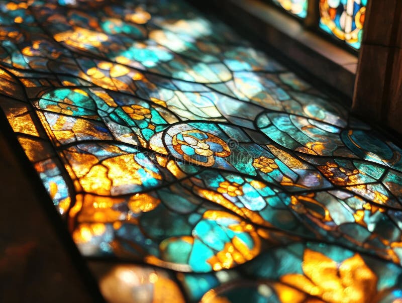Stained Glass Window Close Up Stock Image - Image of interior, exterior ...