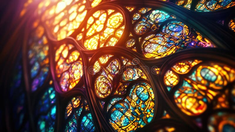 Stained Glass Window Close Up Stock Image - Image of design, interior ...