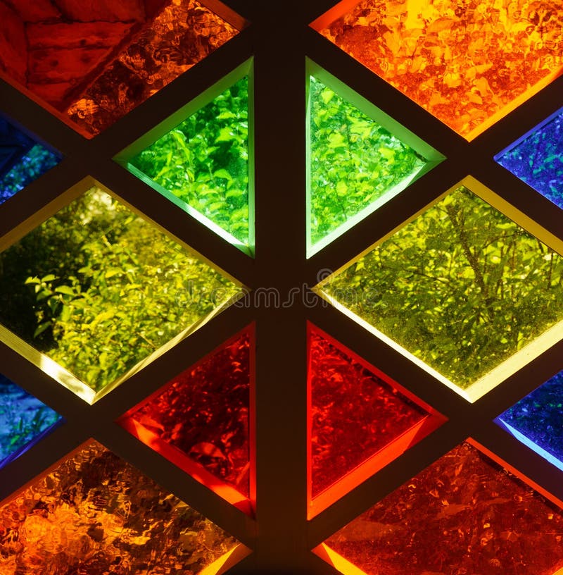 Stained Glass Window of Colored Glass Stock Photo - Image of chapel ...