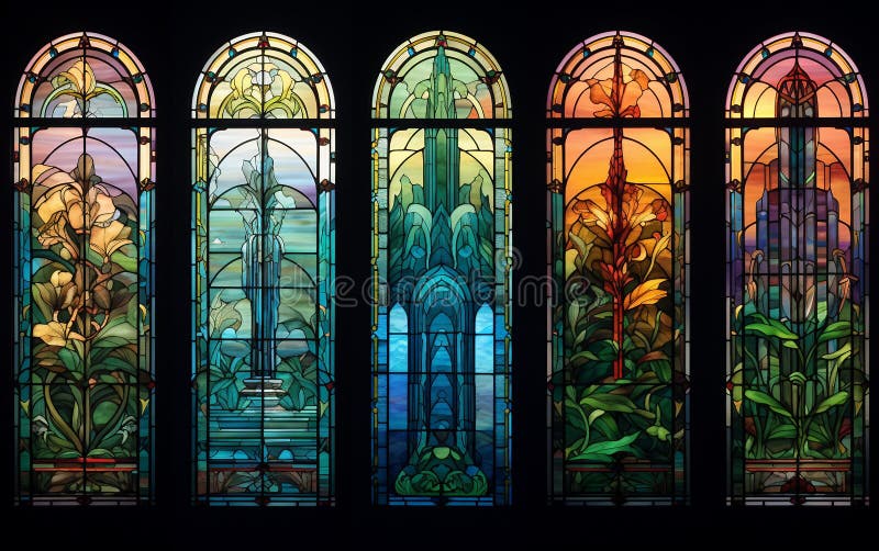 Stained Glass Window Decorative Windows. Stock Illustration ...
