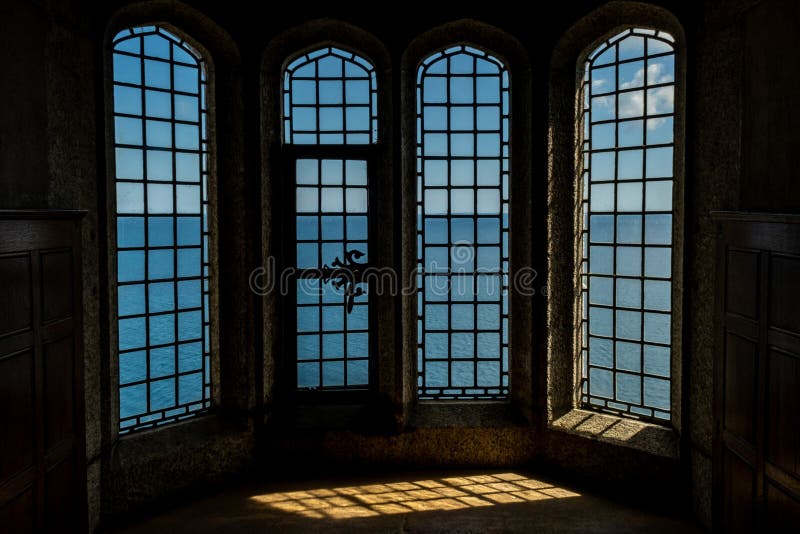 Stained Glass Window in the Dt Michael S Mount, Cornwall Stock Image ...