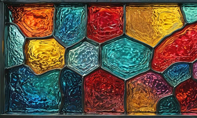 Stained Glass Window Features Vibrant Array Colorful Glass Pieces ...