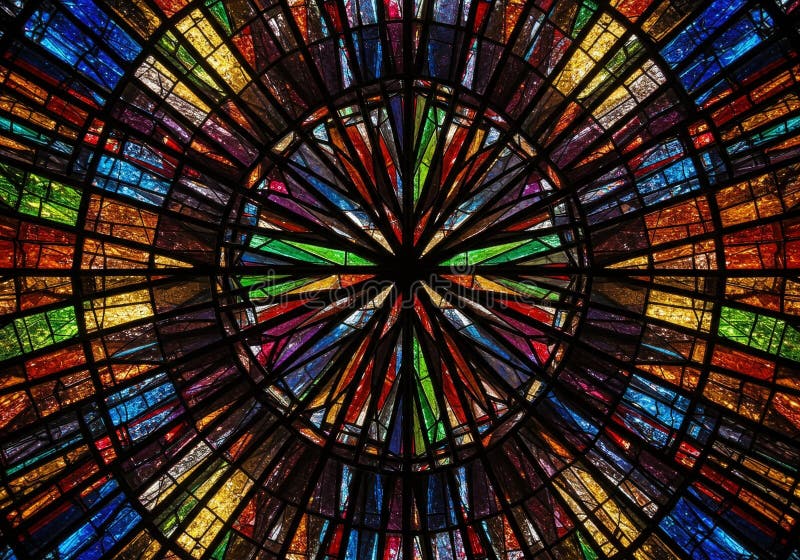 Stained Glass Window Featuring Vibrant Kaleidoscope Pattern in ...