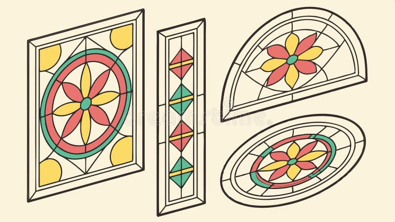 Stained Glass Window Frame Designs Vector Set Generative AI Stock ...