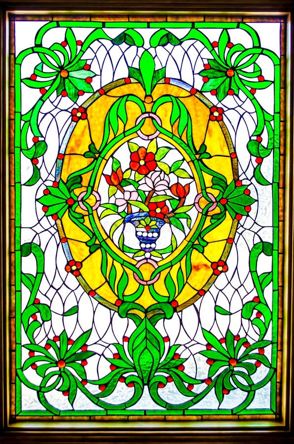 Stained Glass Window Fully Framed Stock Image - Image of fantasy ...