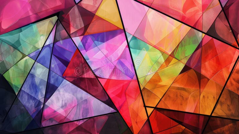 A Stained Glass Window with a Geometric Pattern in Bright Colors ...