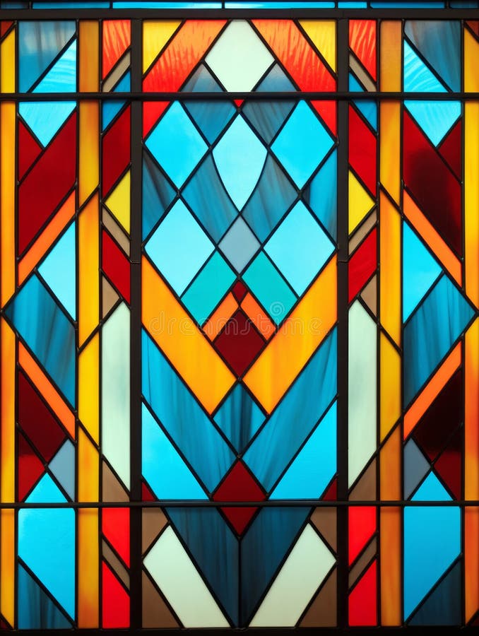 Stained Glass Window with Geometric Pattern Stock Illustration ...