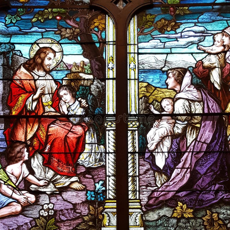 Stained Glass Window with Jesus Stock Image - Image of church, religion ...